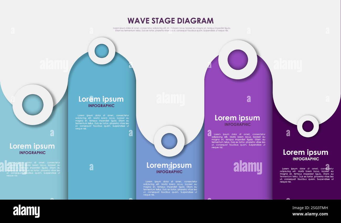 Wave stage diagram template. Infographics and data visualization ...