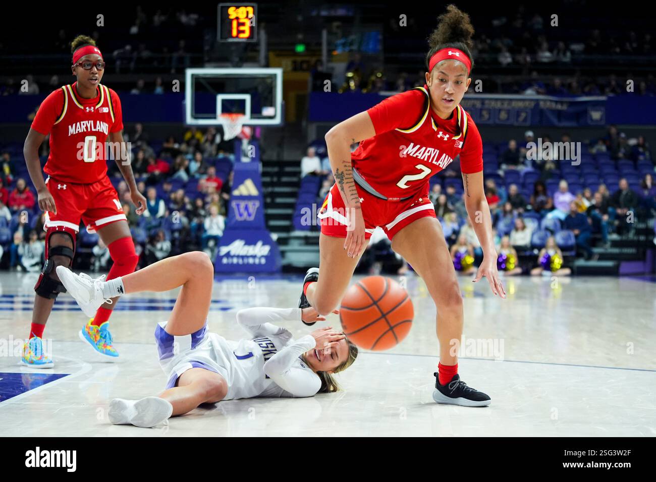 Maryland guard Kaylene Smikle (2) runs towards the ball after knocking ...