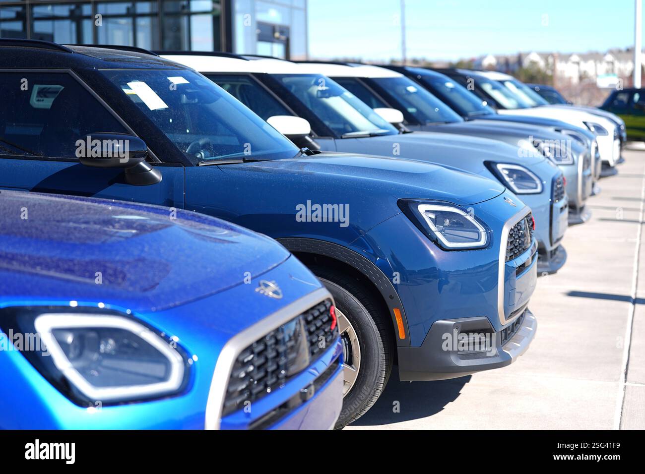 Unsold 2025 Countryman utility vehicles sit on display at a Mini ...