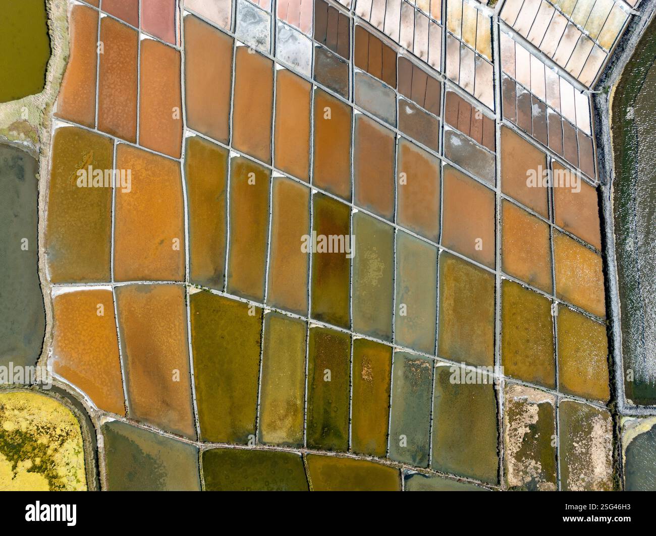 Traditional salt extraction camp (Salinas) with piles of extracted salt ...