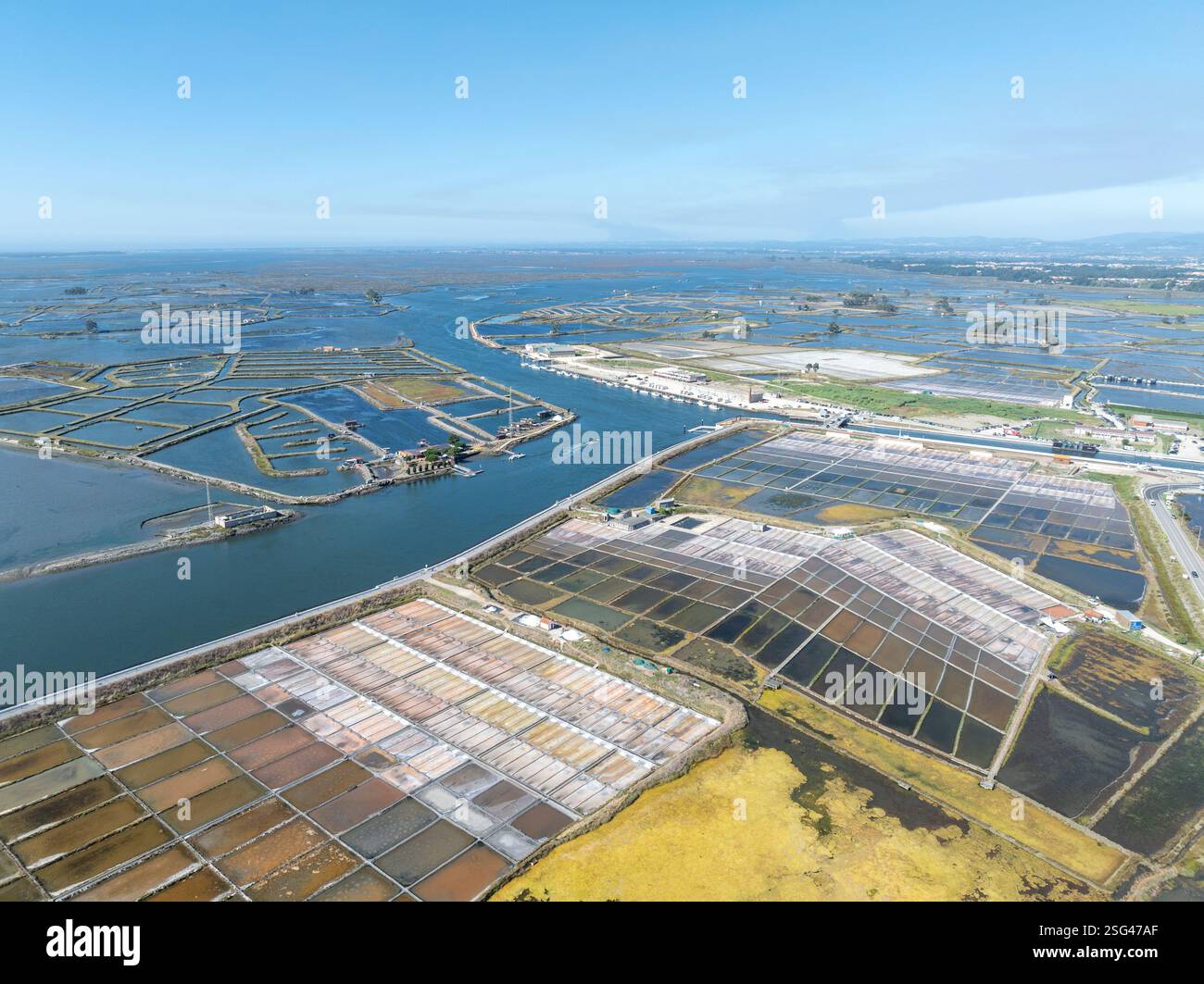 Traditional salt extraction camp (Salinas) with piles of extracted salt ...
