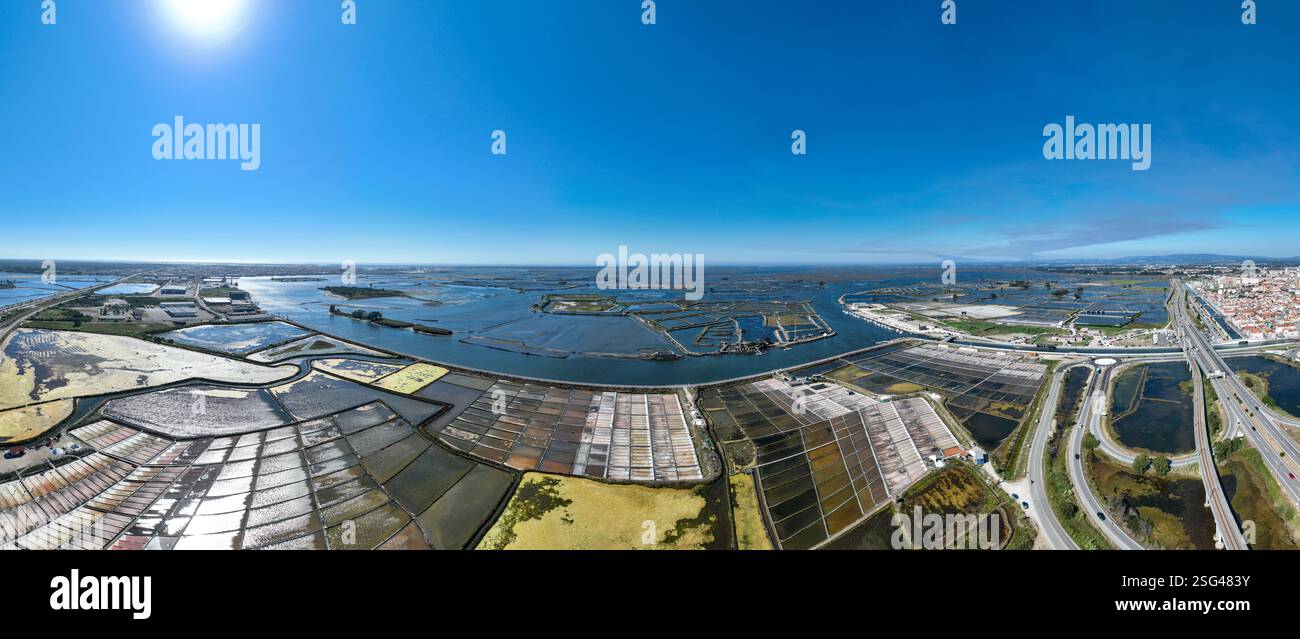 Traditional salt extraction camp (Salinas) with piles of extracted salt ...