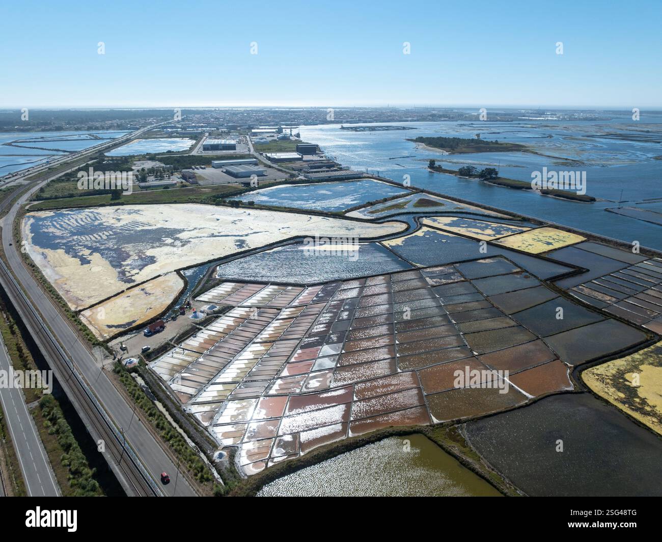 Traditional salt extraction camp (Salinas) with piles of extracted salt ...
