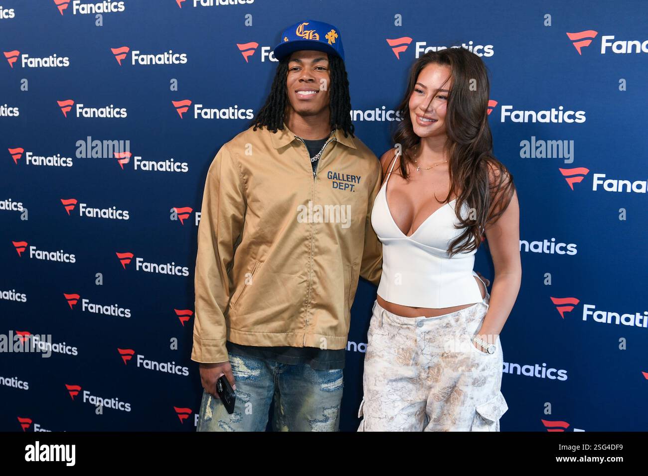 New Orleans, USA. 09th Feb, 2025. Jahmyr Gibbs, Nicole Anderson attend ...