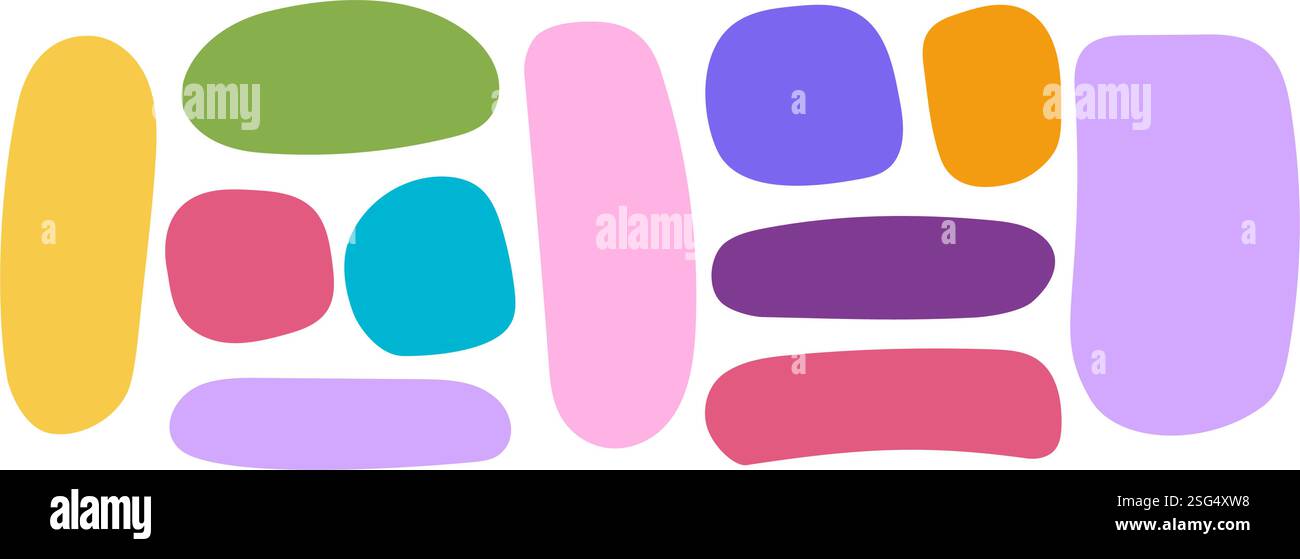 Set of cute textbox frames in doodle style. Organic shapes for tags ...