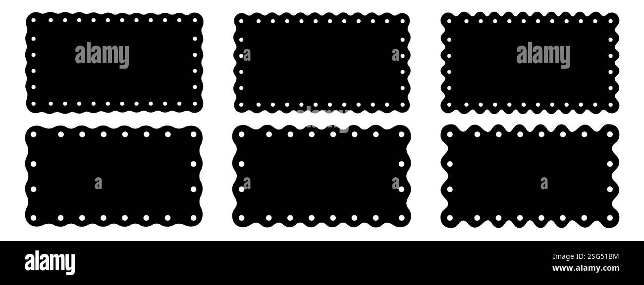 Set or rectangular shapes with scalloped borders. Blank textbox, tag ...