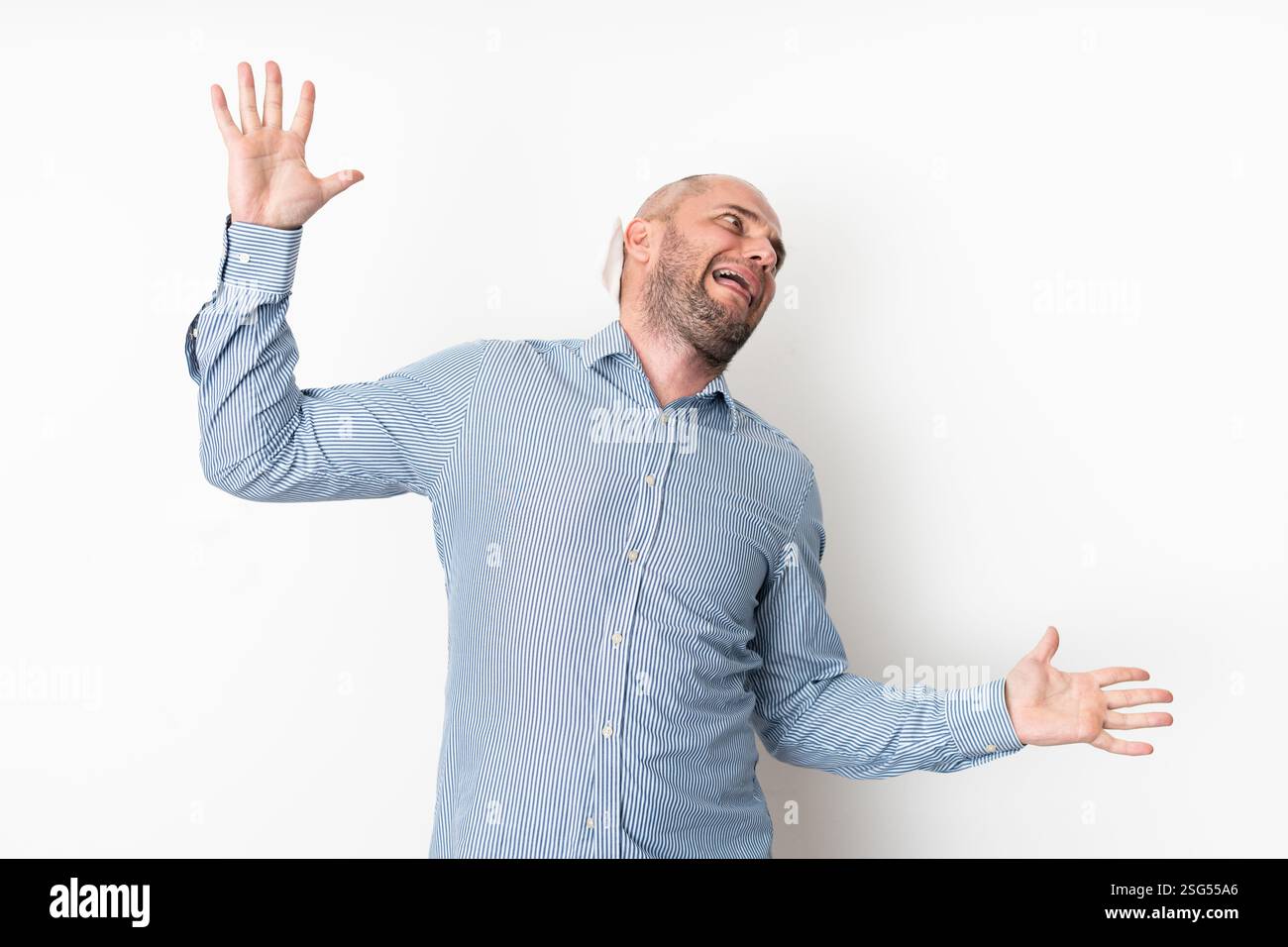 Studio Portrait of an Angry Man After Hair Transplant Failure Stock ...