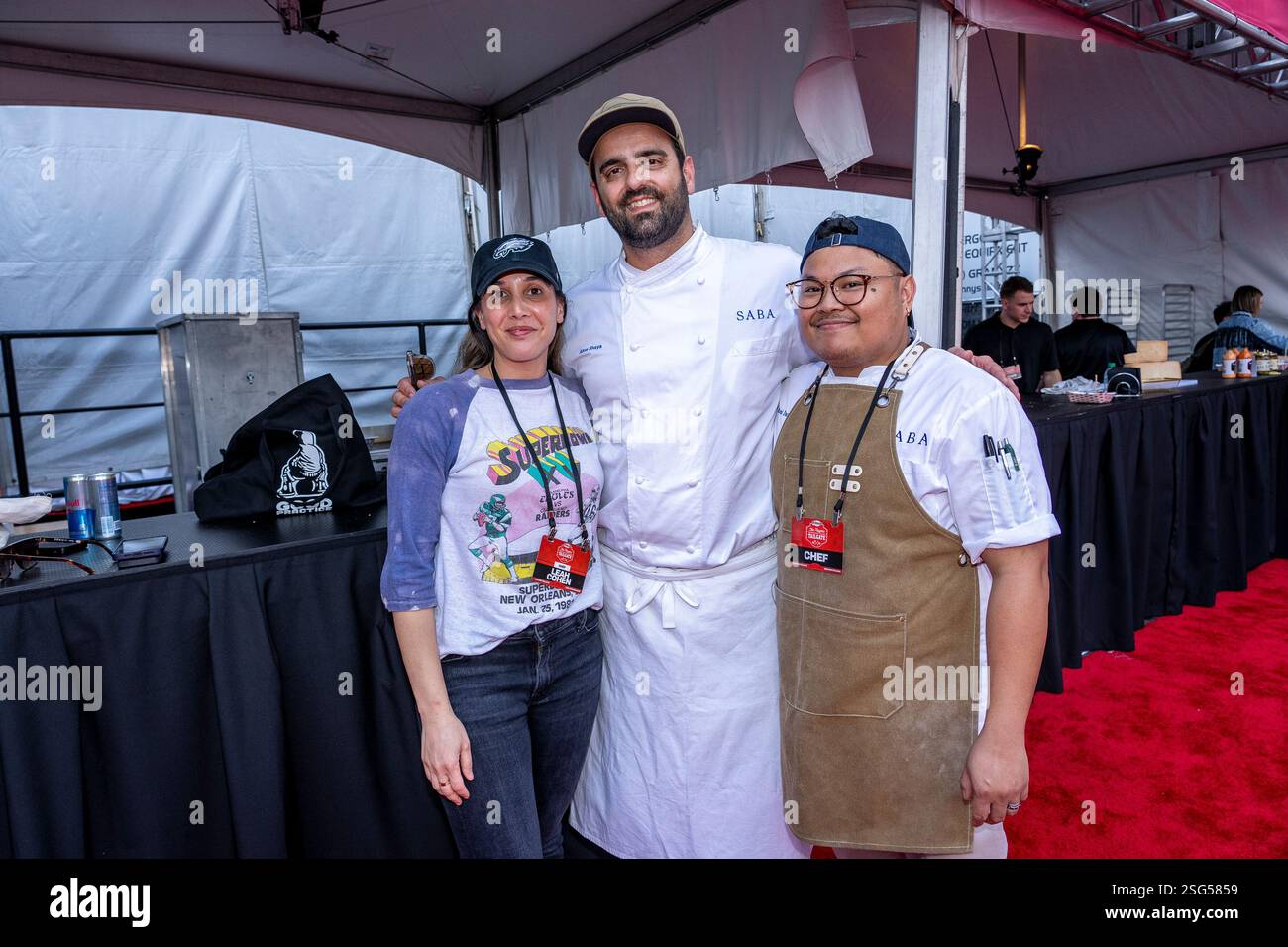 Chefs Leah Cohen, left, and Alon Shaya attend The Players Tailgate on ...
