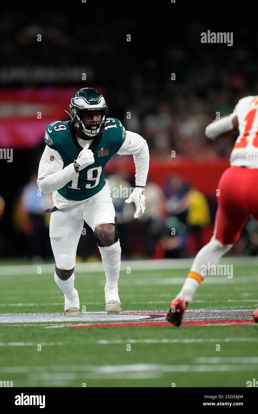 Philadelphia Eagles linebacker Josh Sweat (19) comes off the line ...