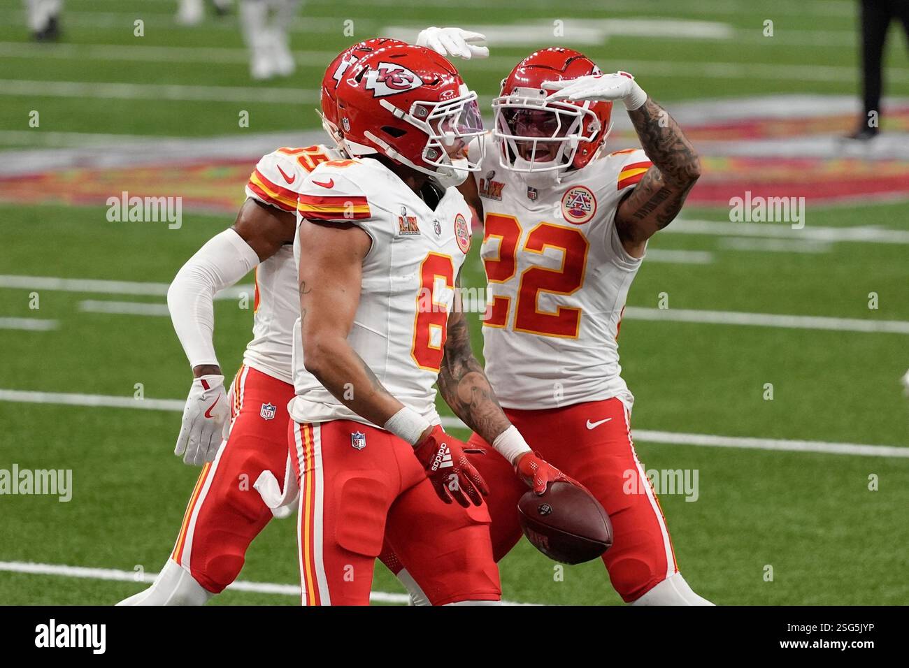 Kansas City Chiefs safety Bryan Cook (6) celebrates his interception ...