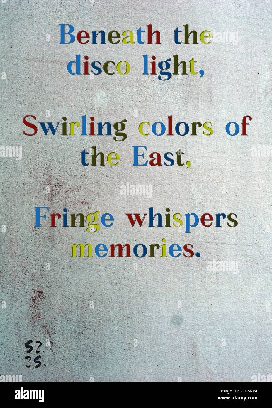 Beneath the disco light, Swirling colors of the East, Fringe whispers ...
