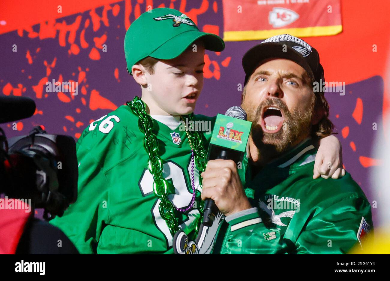 New Orleans, United States. 09th Feb, 2025. Actor Bradley Cooper and ...