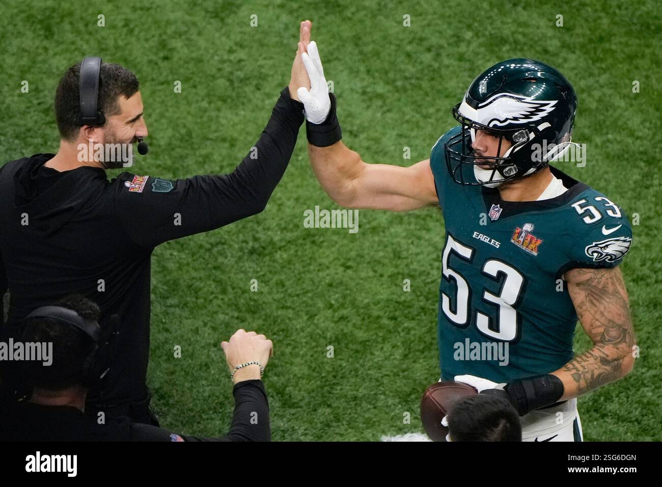 Philadelphia Eagles linebacker Zack Baun (53) celebrates after an ...