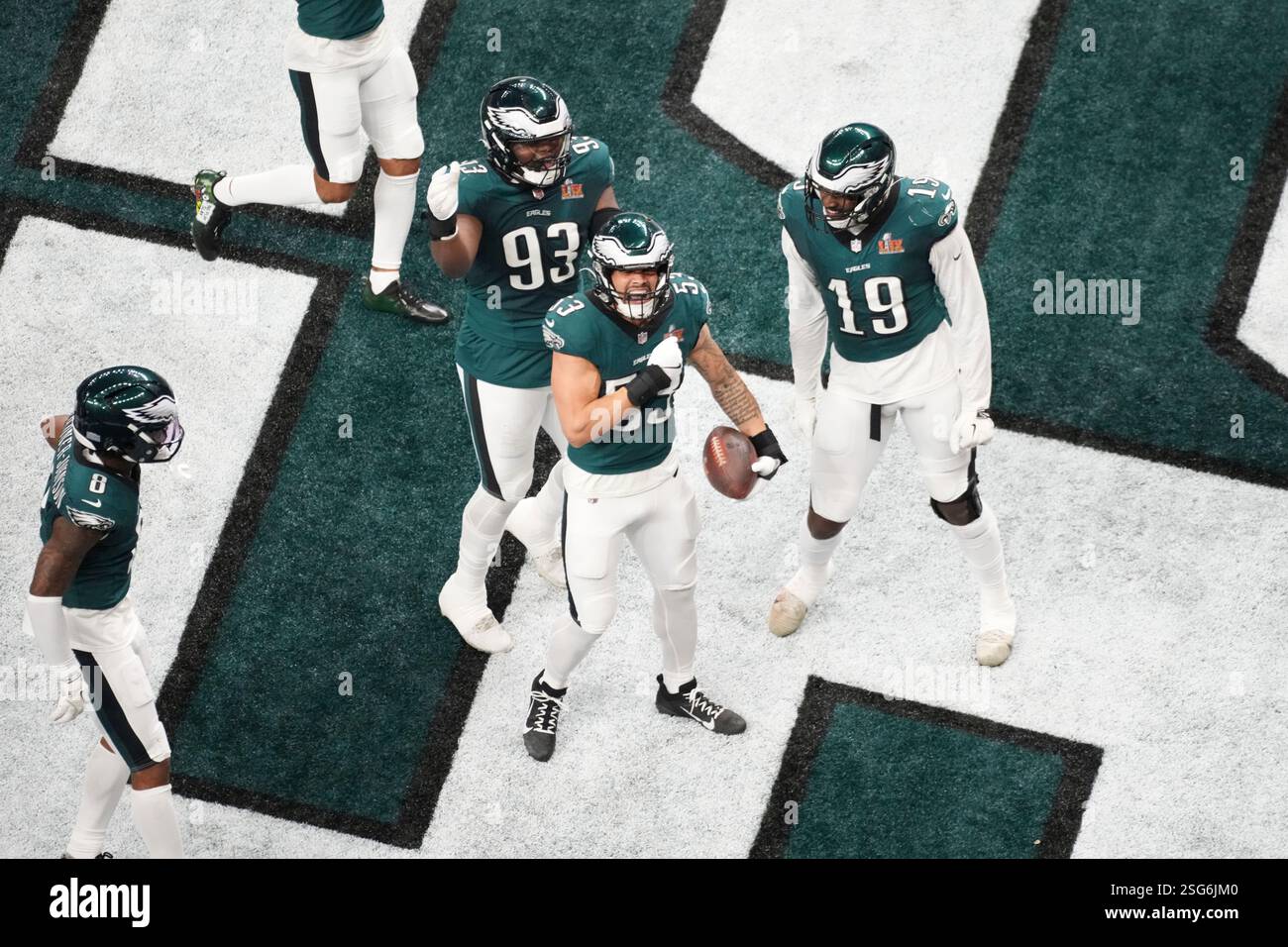 Philadelphia Eagles linebacker Zack Baun (53) celebrates after a play ...