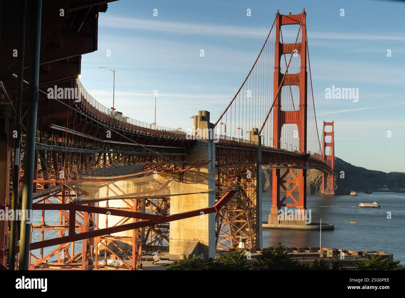 Construction on the Golden Gate Bridge, San Francisco. Maintenance and ...