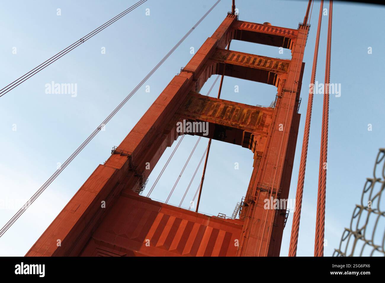 Tower of the Golden Gate Bridge, San Francisco, CA. Massive support ...