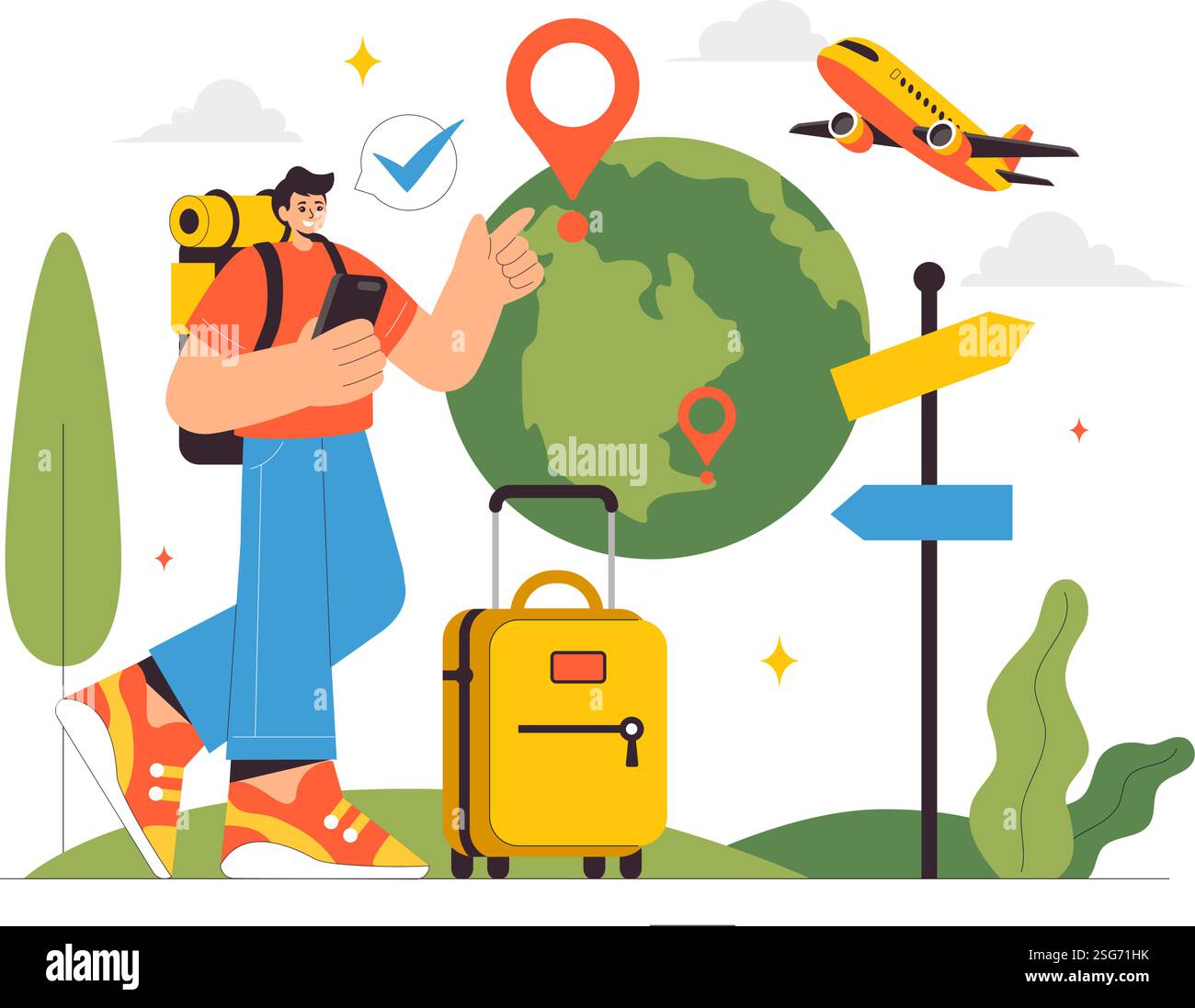 Travel Vector Illustration featuring Backpacking, Luggage, Maps, and ...