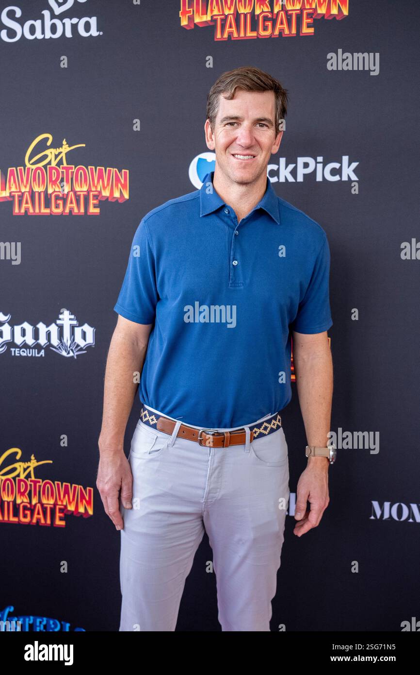 Eli Manning attends Guy Fieri's Flavortown Tailgate on Sunday, Feb. 9 ...