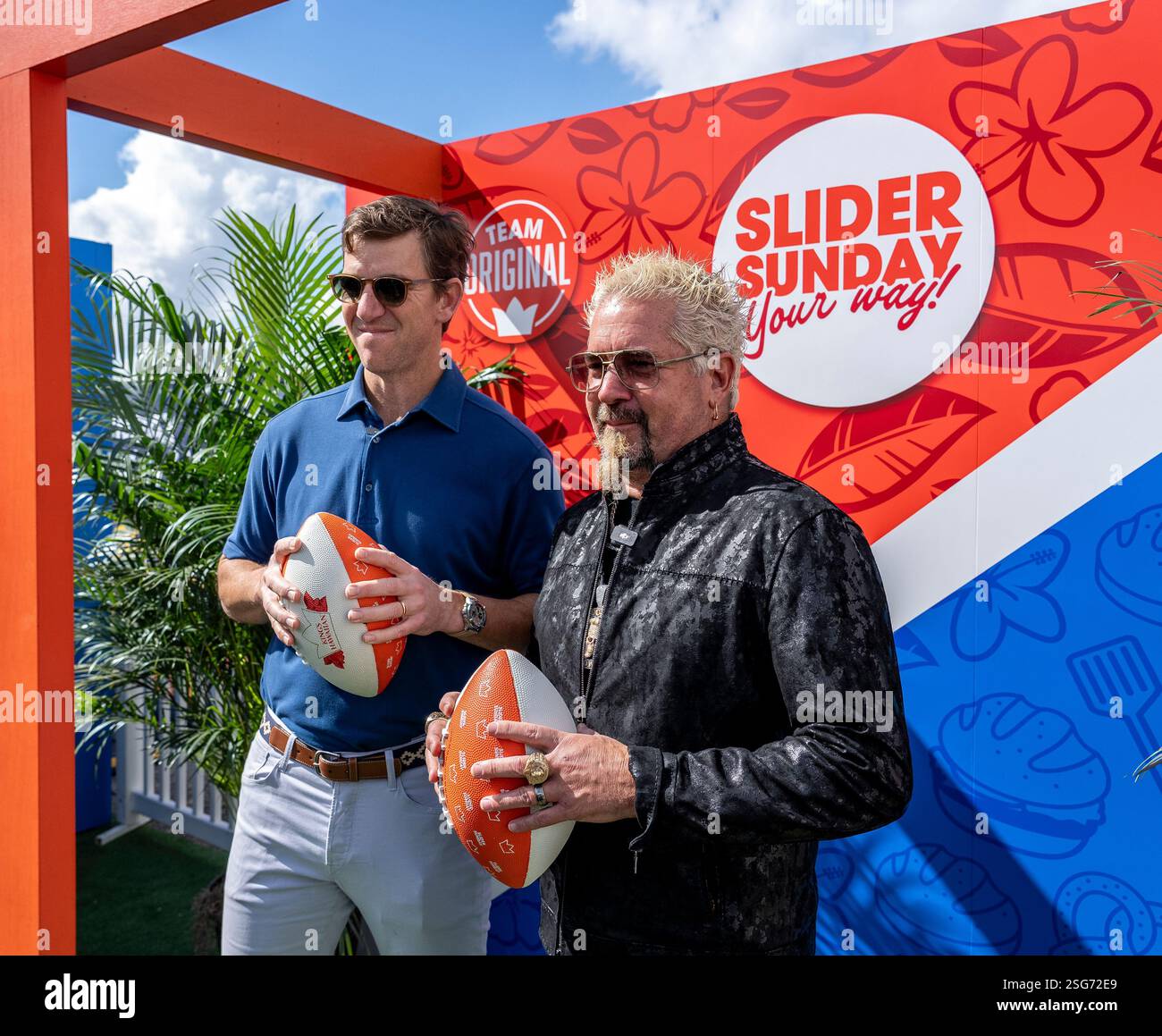Eli Manning, left, and Guy Fieri attend Guy Fieri's Flavortown Tailgate ...