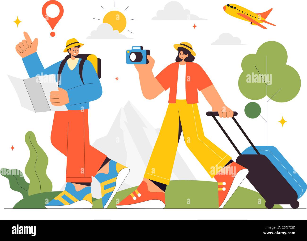Travel Vector Illustration featuring Backpacking, Luggage, Maps, and ...