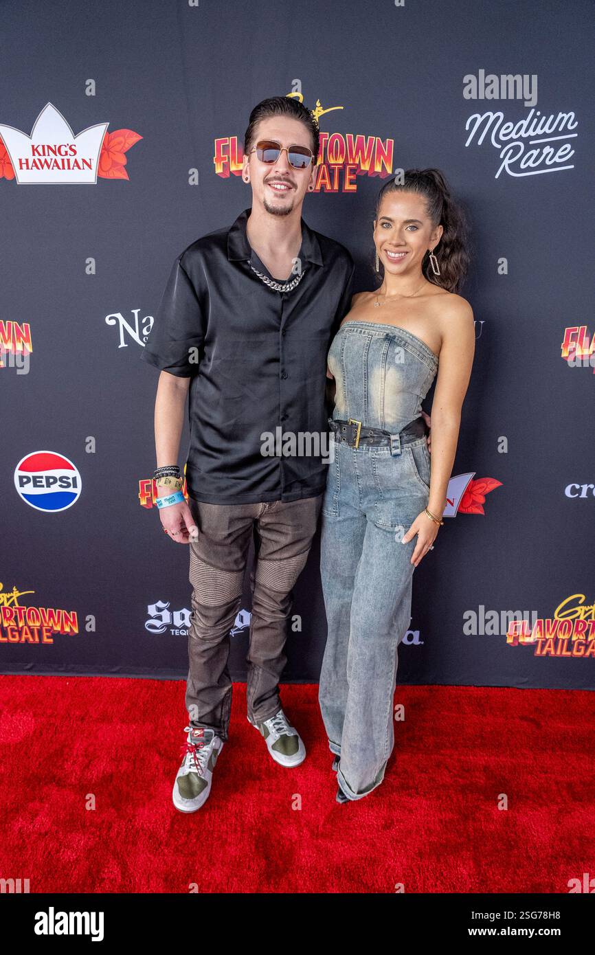 Hunter Fieri, left, and Tara Bernstein attend Guy Fieri's Flavortown ...