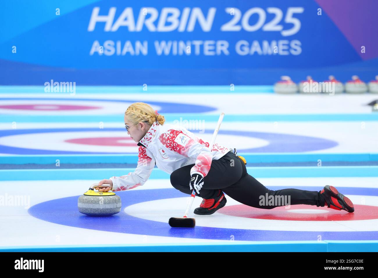 Harbin, China. 8th Feb, 2025. Tori Koana (JPN) Curling : Mixed Doubles ...