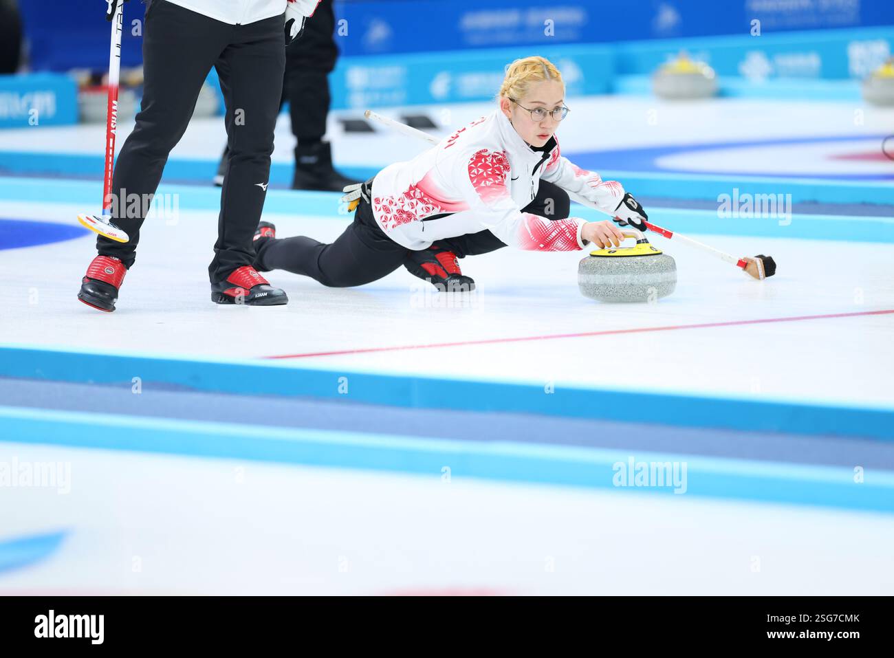 Harbin, China. 8th Feb, 2025. Tori Koana (JPN) Curling : Mixed Doubles ...