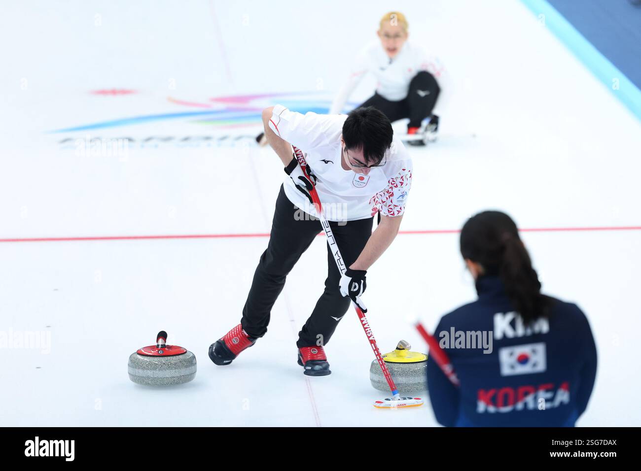 Harbin, China. 8th Feb, 2025. Go Aoki (JPN) Curling : Mixed Doubles ...