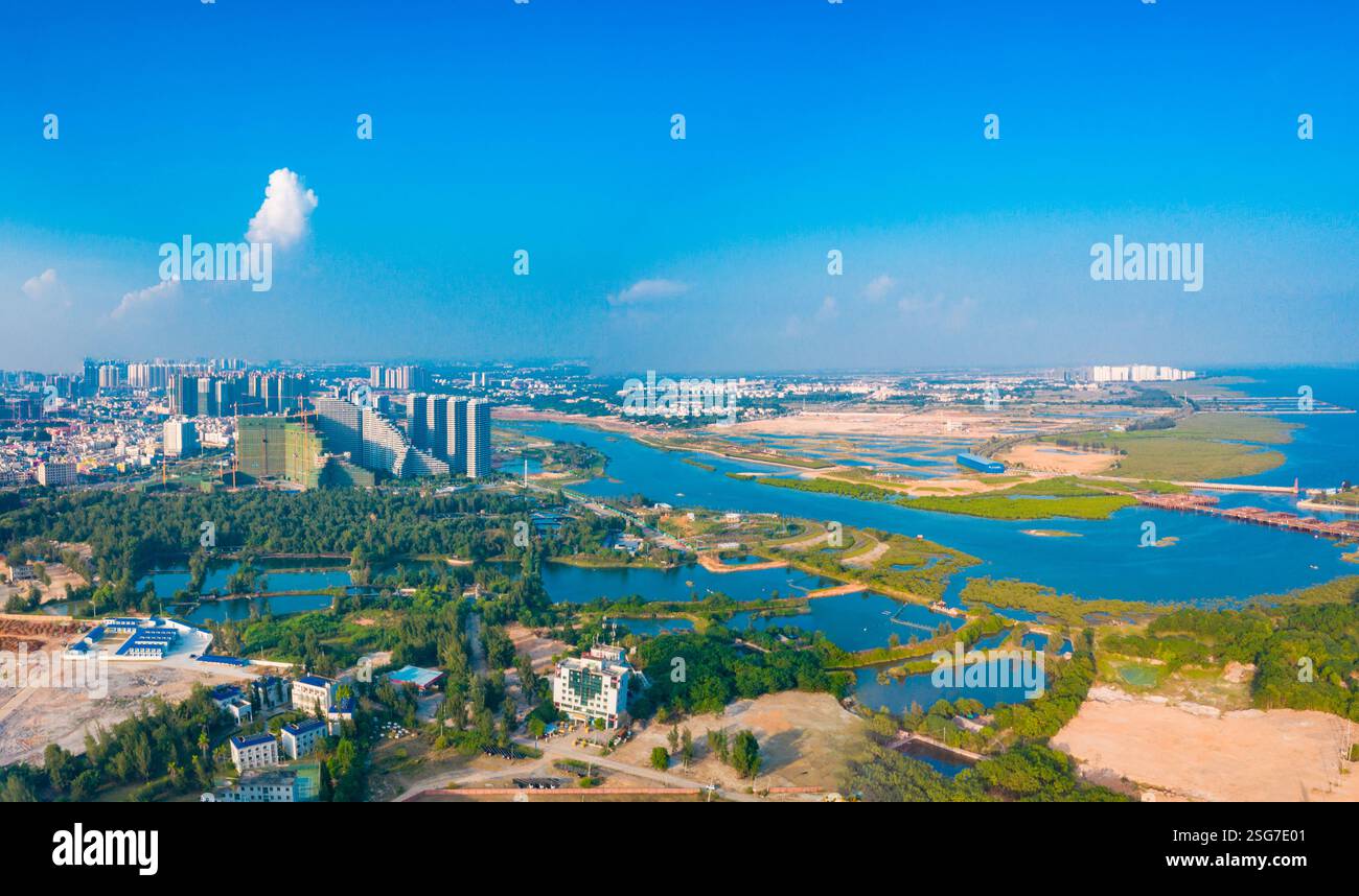 Aerial photography of coastal city scenery in Beihai, Guangxi, China ...