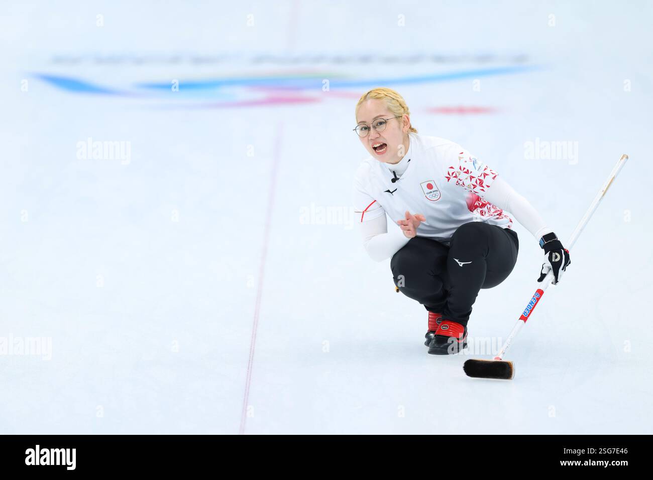 Harbin, China. 8th Feb, 2025. Tori Koana (JPN) Curling : Mixed Doubles ...