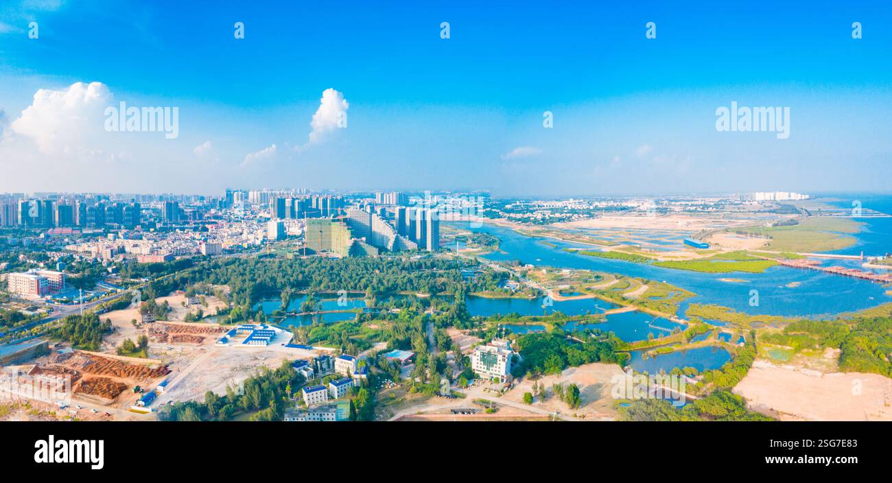 Aerial photography of coastal city scenery in Beihai, Guangxi, China ...