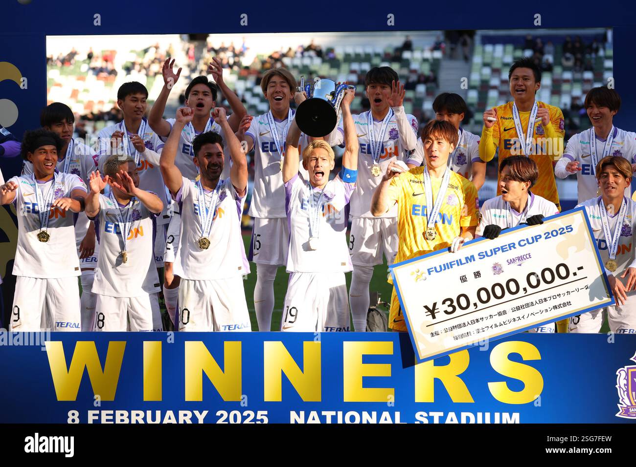 Tokyo, Japan. 8th Feb, 2025. Sanfrecce Hiroshima team group Football ...