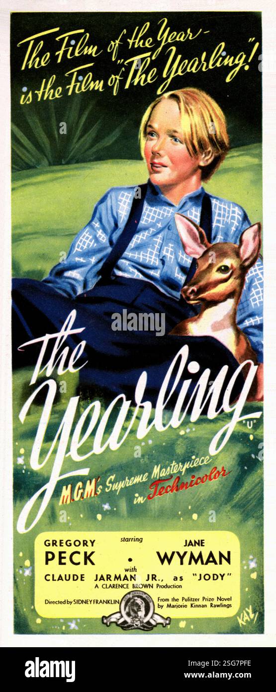 THE YEARLING DIRECTED BY CLARENCE BROWN WITH GREGORY PECK JANE WYMAN ...