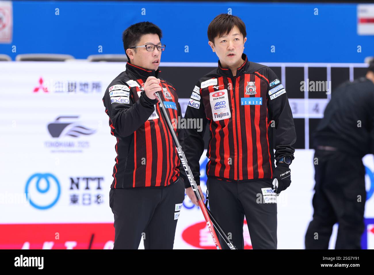 (L-R) Makoto Tsuruga coach, Shinya Abe (), FEBRUARY 8, 2025 - Curling : Japan curling ...
