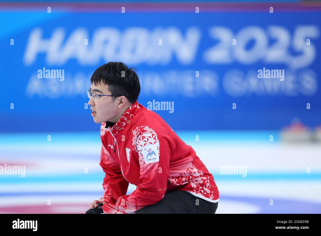 Harbin, China. 9th Feb, 2025. Ryo Aoki (JPN) Curling : Men's Round ...