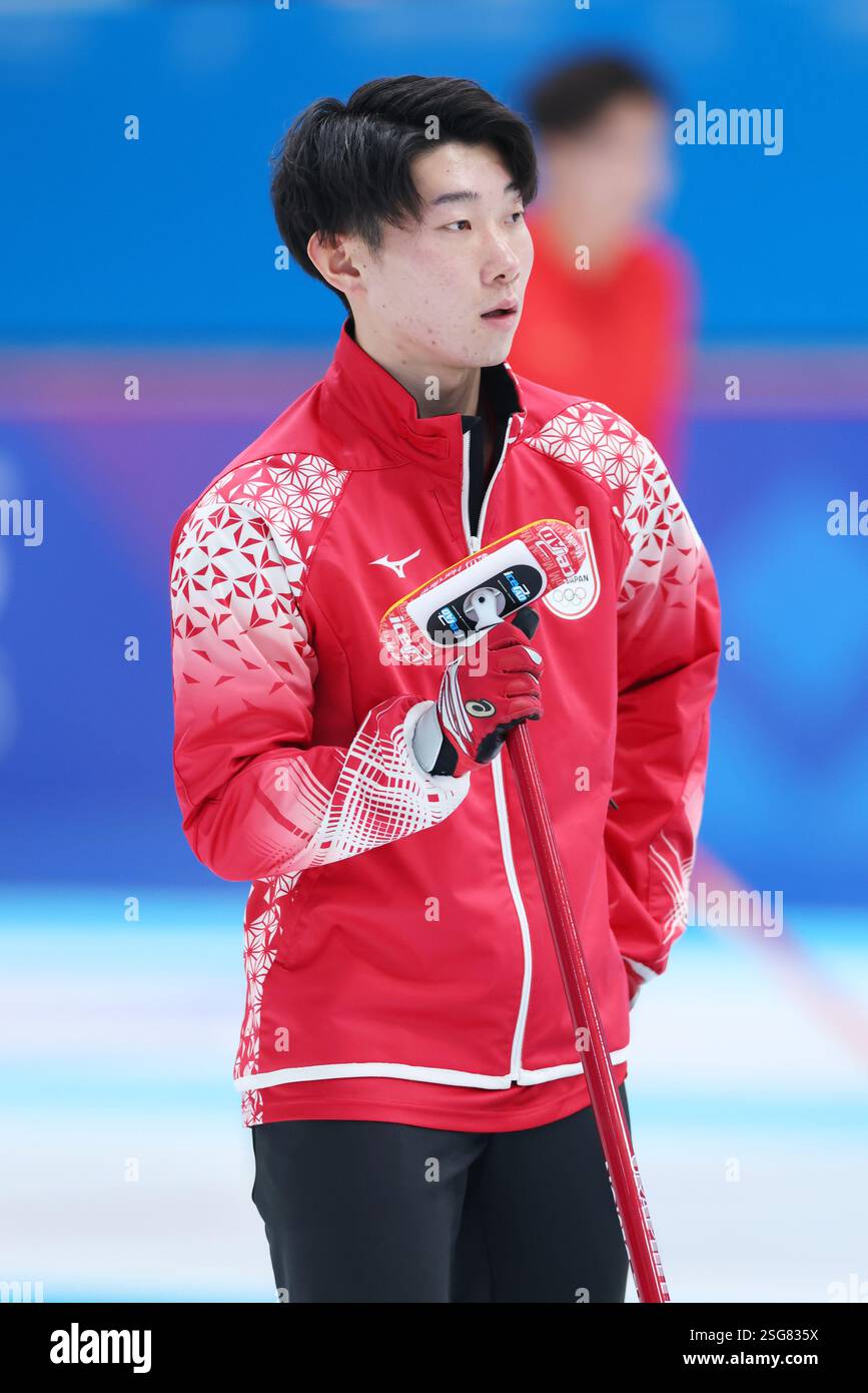 Harbin, China. 9th Feb, 2025. Ayumu Hemmi (JPN) Curling : Men's Round ...