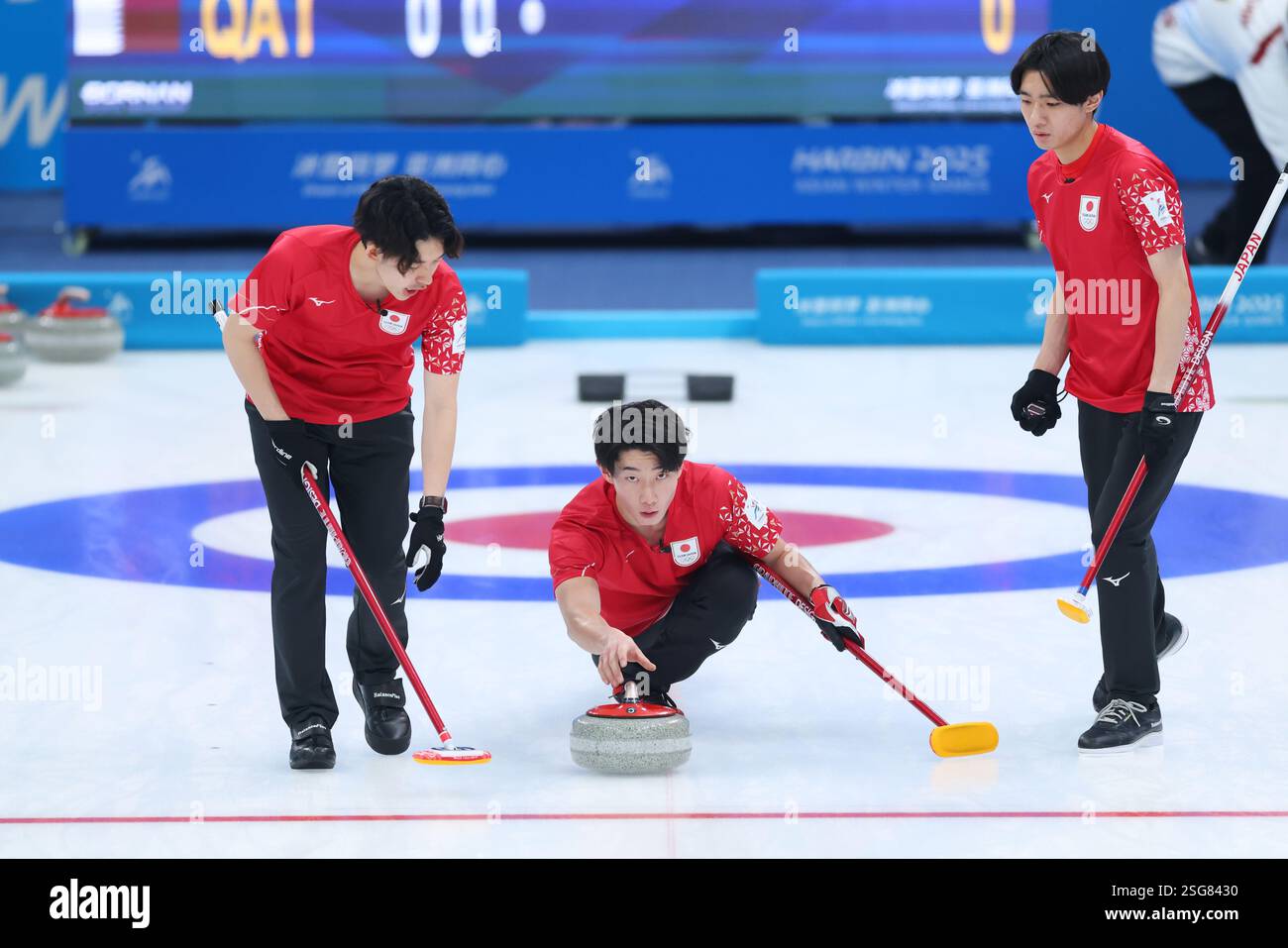 Harbin, China. 9th Feb, 2025. (L to R) Osuke Miya, Ayumu Hemmi, Haruki ...