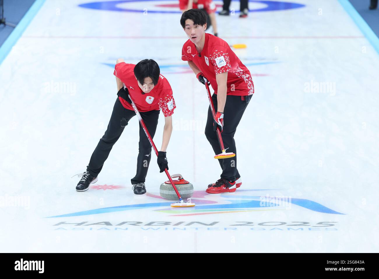 Harbin, China. 9th Feb, 2025. (L to R) Haruki Watanabe, Ayumu Hemmi ...