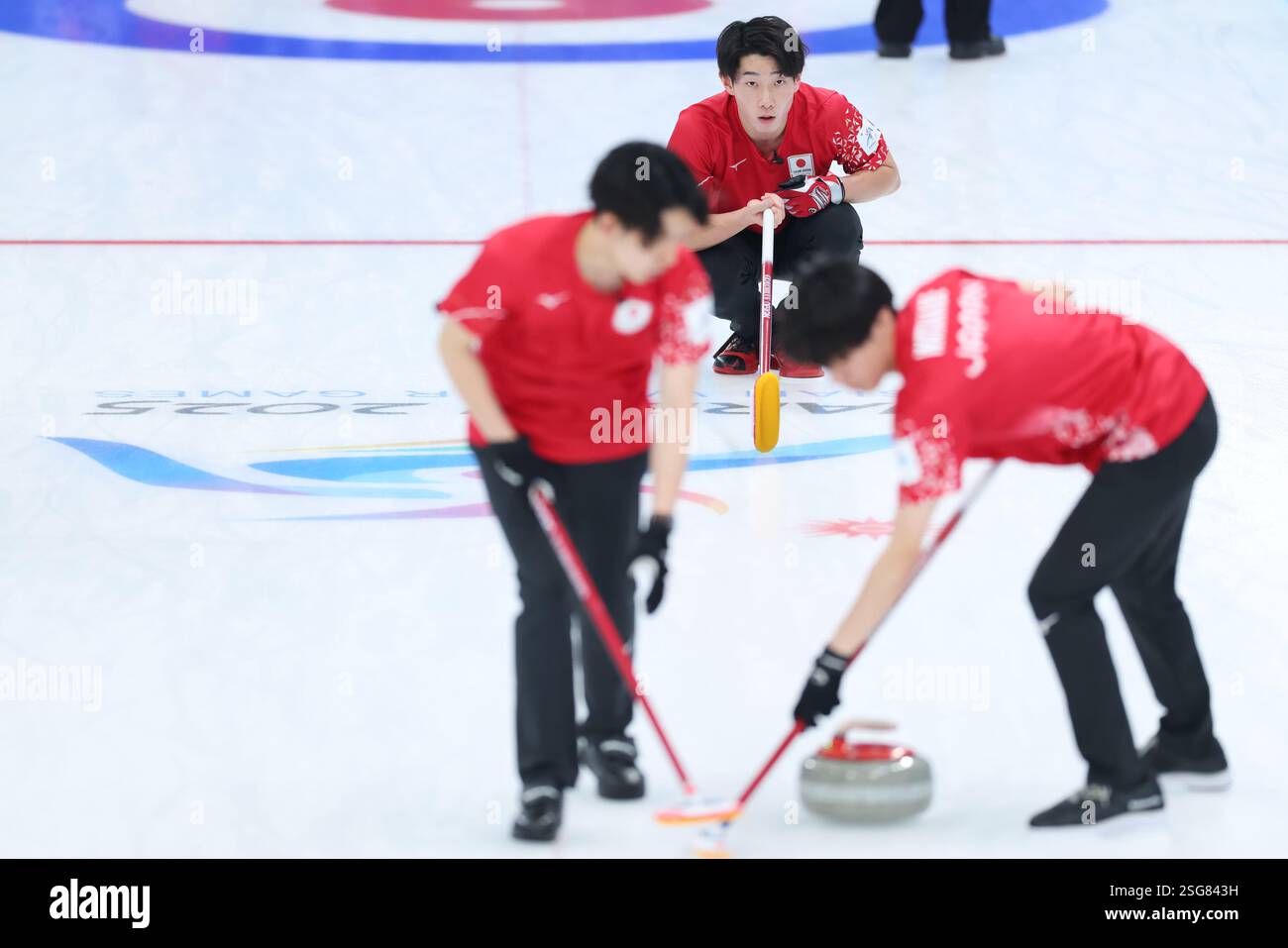 Harbin, China. 9th Feb, 2025. Ayumu Hemmi (JPN) Curling : Men's Round ...