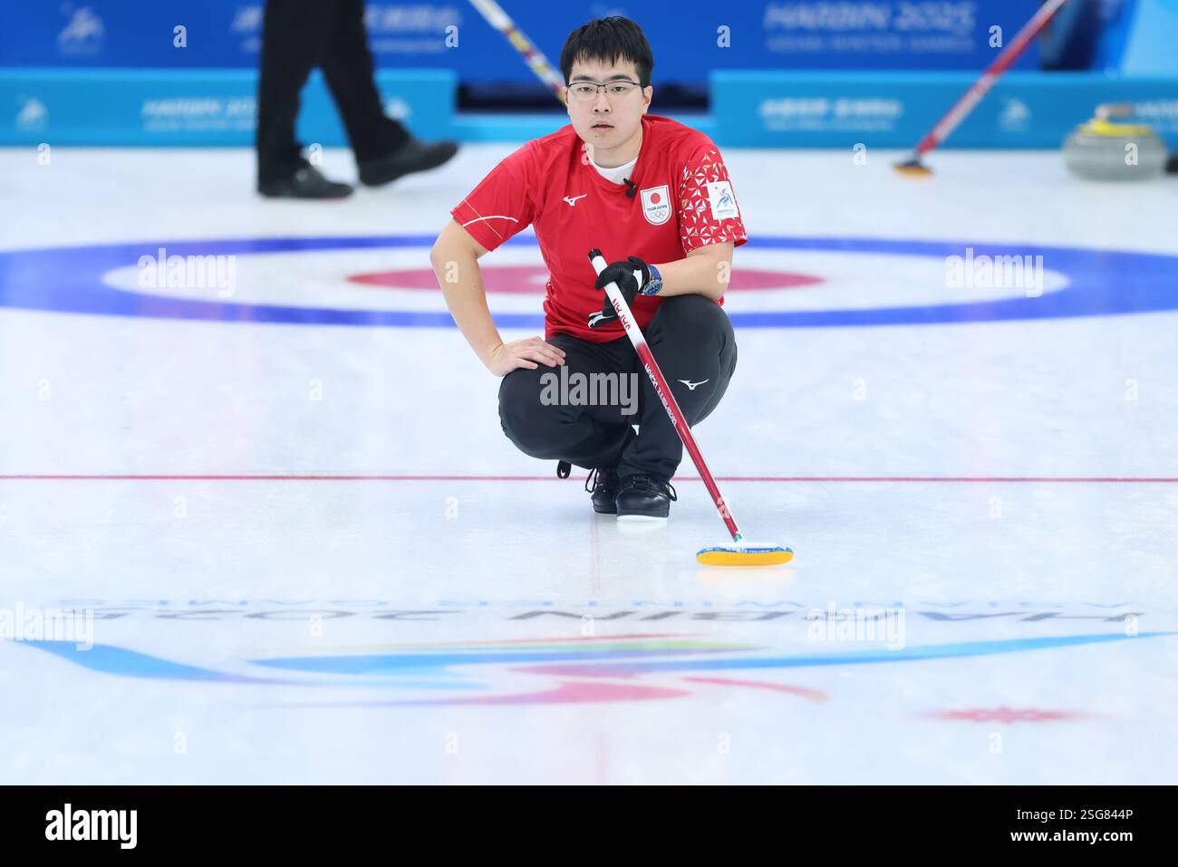 Harbin, China. 9th Feb, 2025. Ryo Aoki (JPN) Curling : Men's Round ...