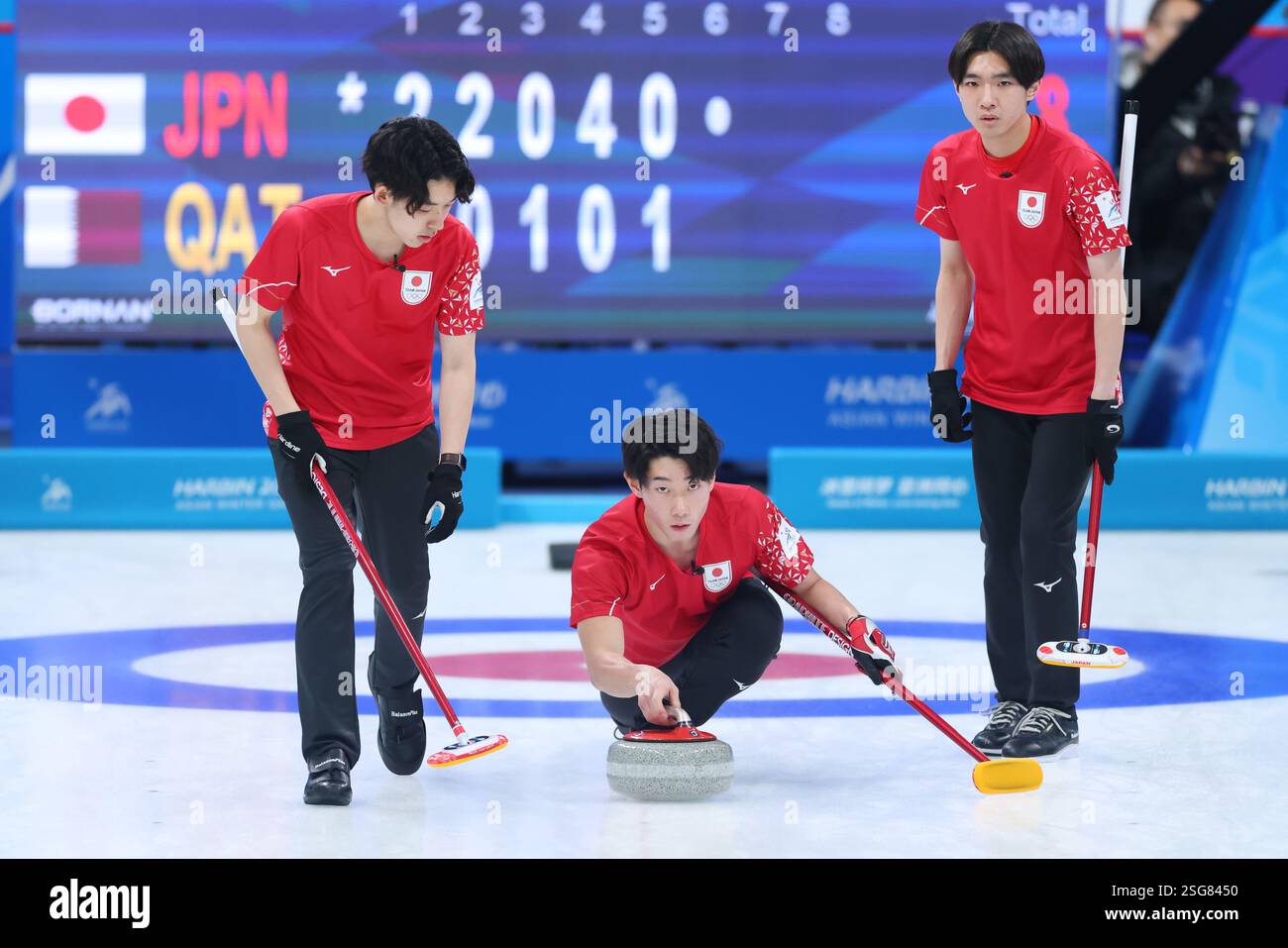 Harbin, China. 9th Feb, 2025. (L to R) Osuke Miya, Ayumu Hemmi Haruki ...