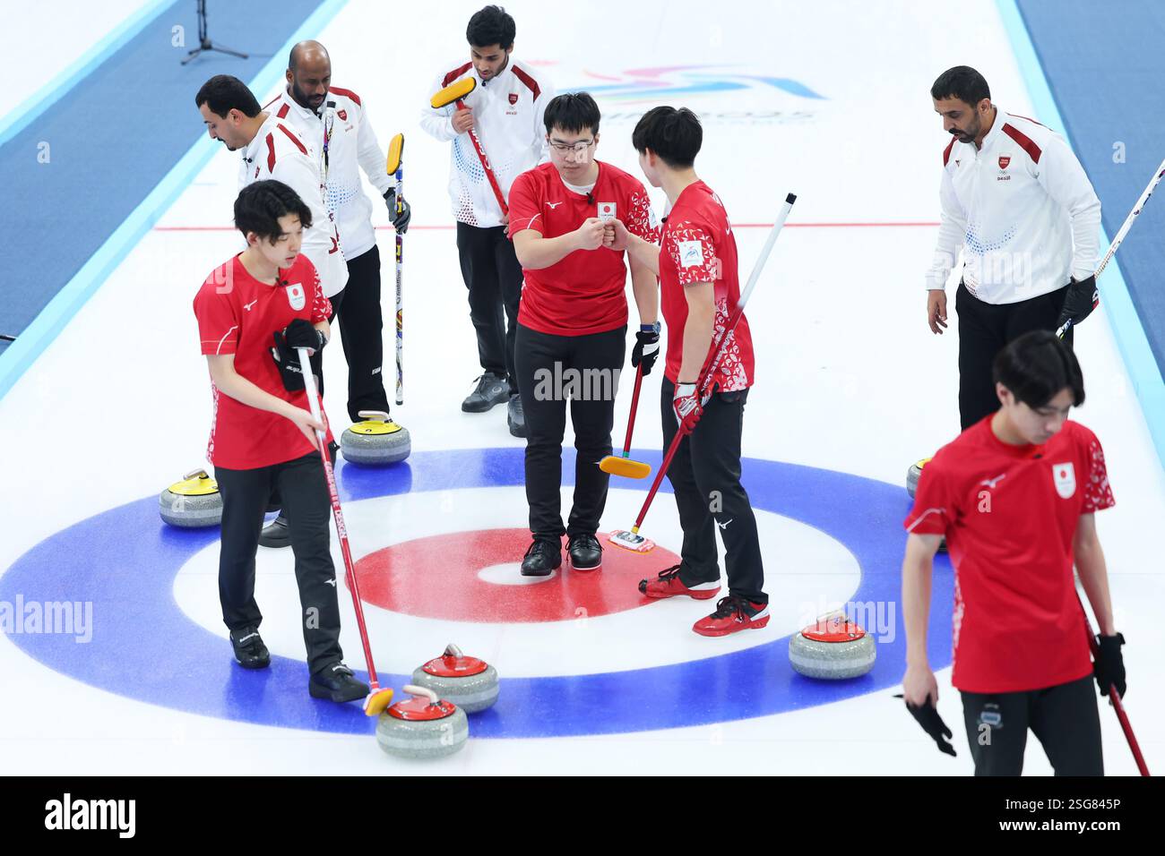 Harbin, China. 9th Feb, 2025. (L to R) Osuke Miya, Ryo Aoki, Ayumu ...