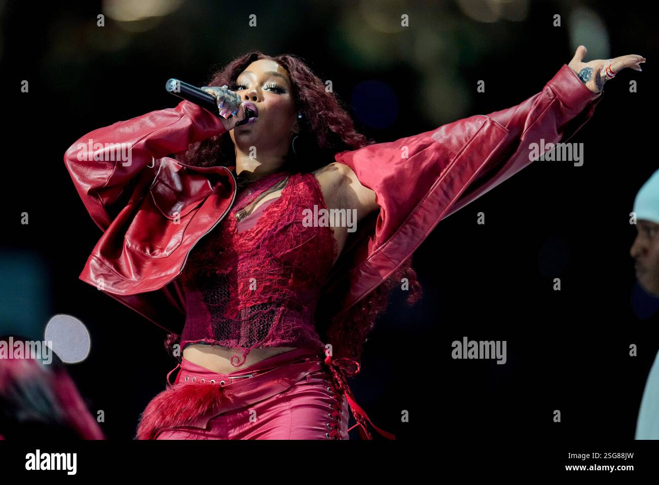 SZA performs during halftime of the NFL Super Bowl 59 football game ...