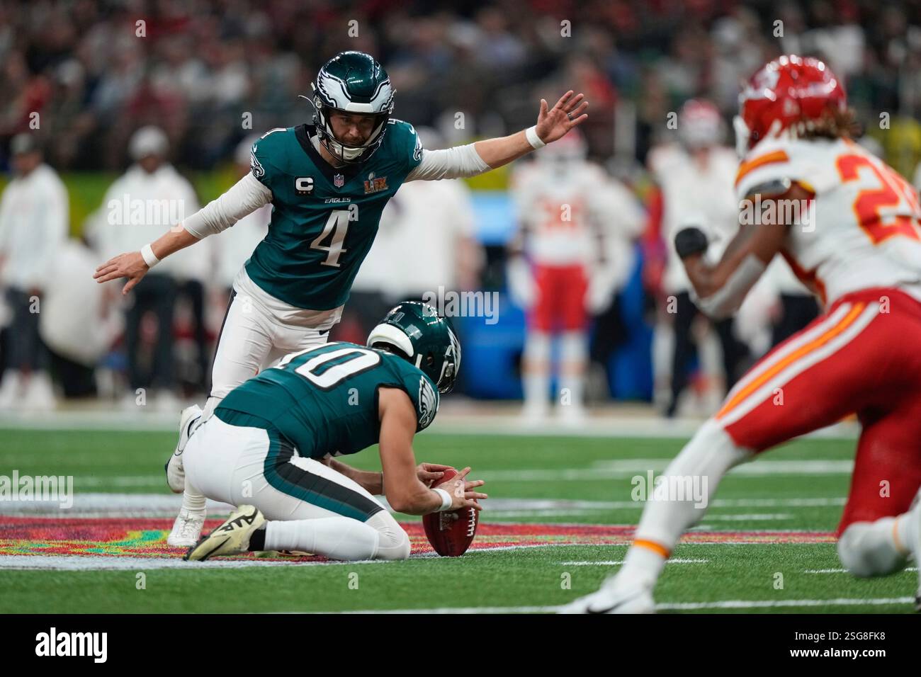 Philadelphia Eagles kicker Jake Elliott (4) kicks a field goal during ...