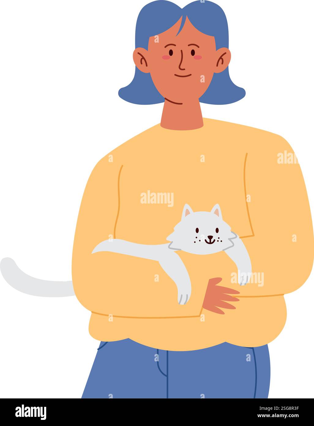 Woman holding white cat Cut Out Stock Images & Pictures - Alamy