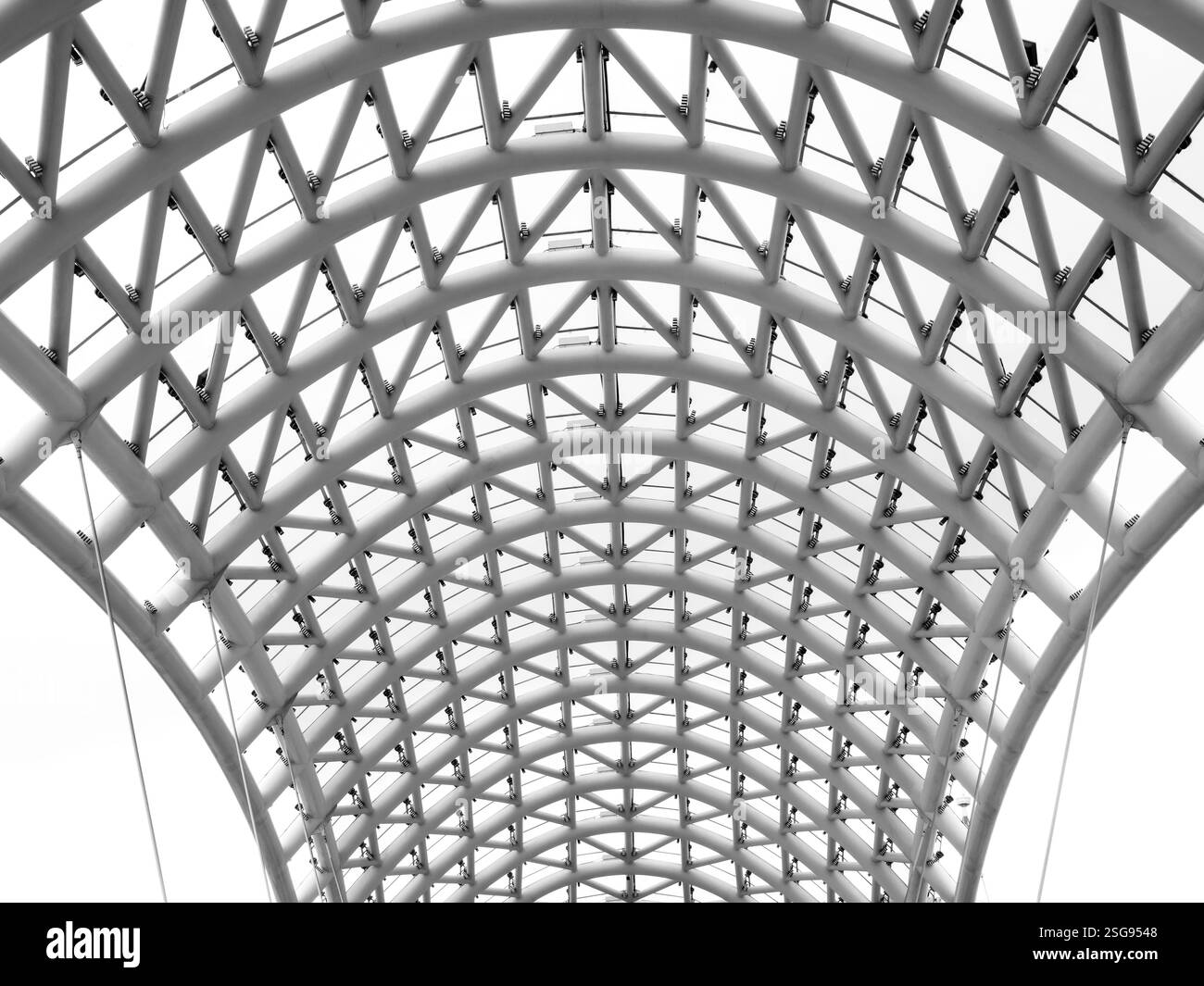 Curved construction on the arch ceiling of the bridge of peace, Tbilisi ...