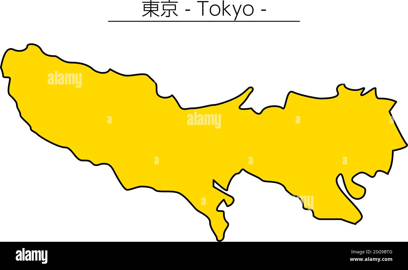 Simple map of Tokyo prefecture, Japan Region, Vector Illustration Stock ...
