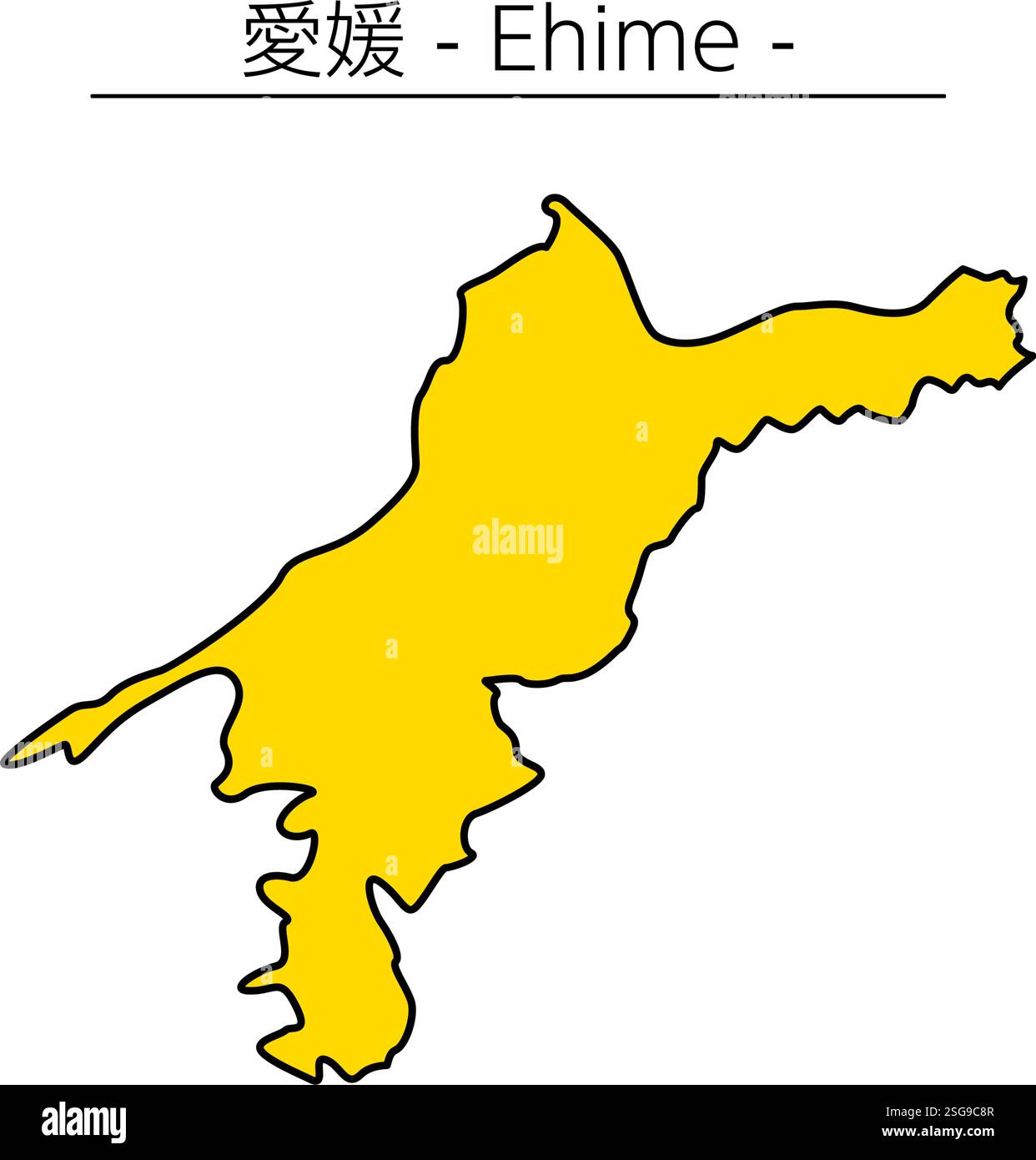 Simple map of Ehime prefecture, Japan Region, Vector Illustration Stock ...