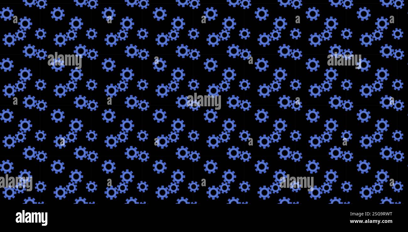 Background pattern featuring blue gears on a black surface showcasing ...