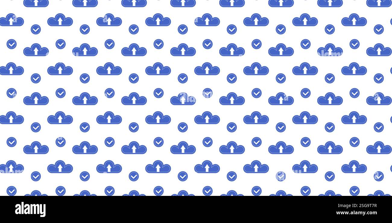 Background pattern featuring blue clouds, locks, and check marks on a ...